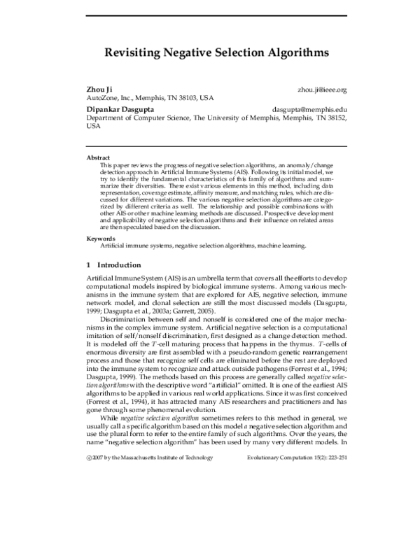 (PDF) Revisiting Negative Selection Algorithms
