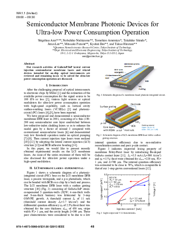 (PDF) Semiconductor membrane photonic devices for ultra-low power ...