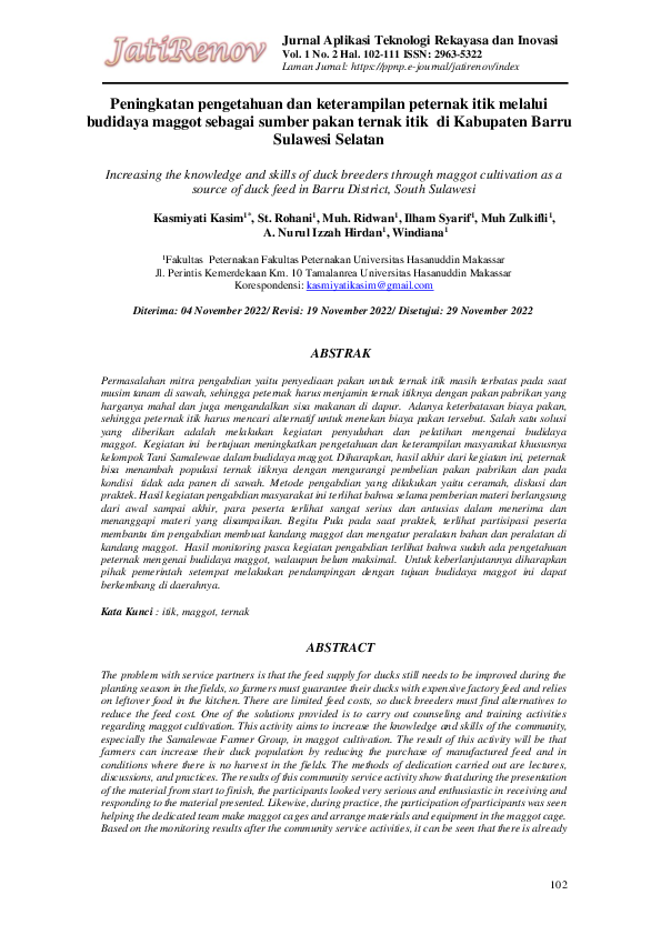 (PDF) Peningkatan pengetahuan dan keterampilan peternak itik melalui ...