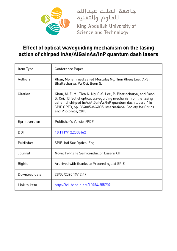 (PDF) Effect of optical waveguiding mechanism on the lasing action of ...