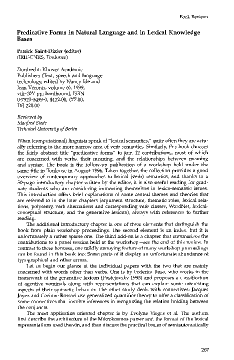 (PDF) Predicative Forms in Natural Language and in Lexical Knowledge Bases