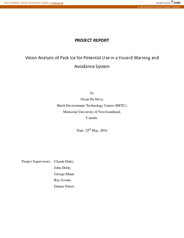 (PDF) Vision Analysis of Pack Ice for Potential Use in a Hazard Warning ...
