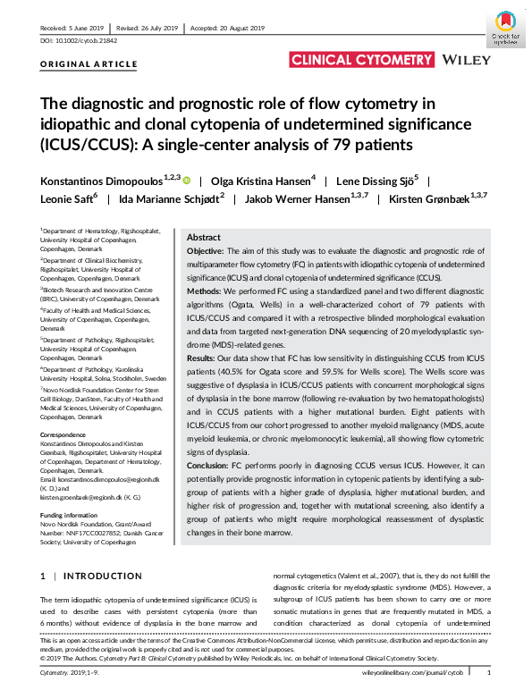 (PDF) The diagnostic and prognostic role of flow cytometry in ...