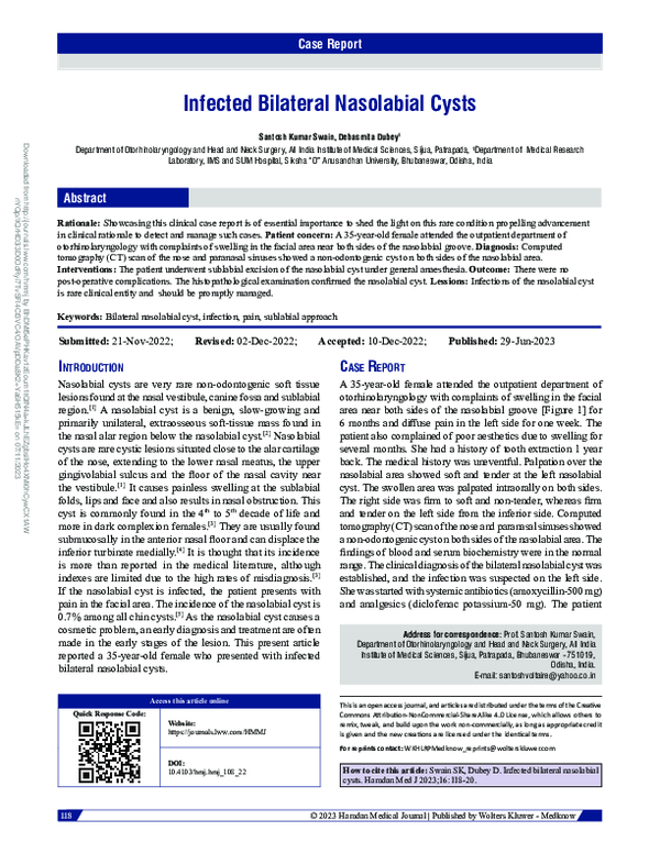 (PDF) Infected Bilateral Nasolabial Cysts | Prof.Santosh Kumar Swain ...