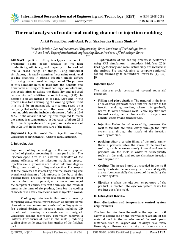 (PDF) Thermal analysis of conformal cooling channel in injection molding