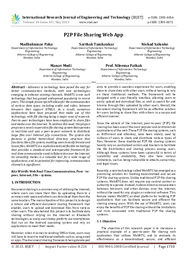 Pdf P2p File Sharing Web App