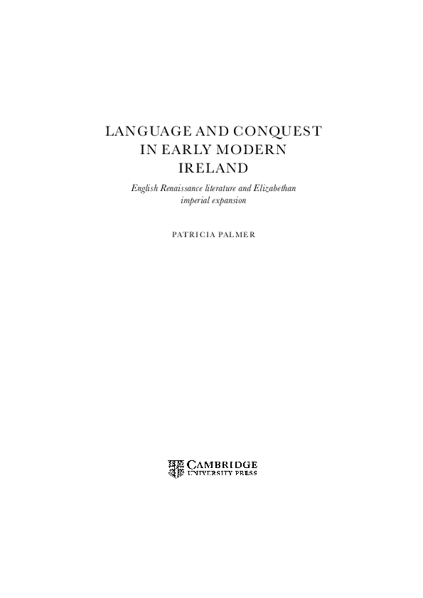 (PDF) Language and Conquest in Early Modern Ireland: English ...