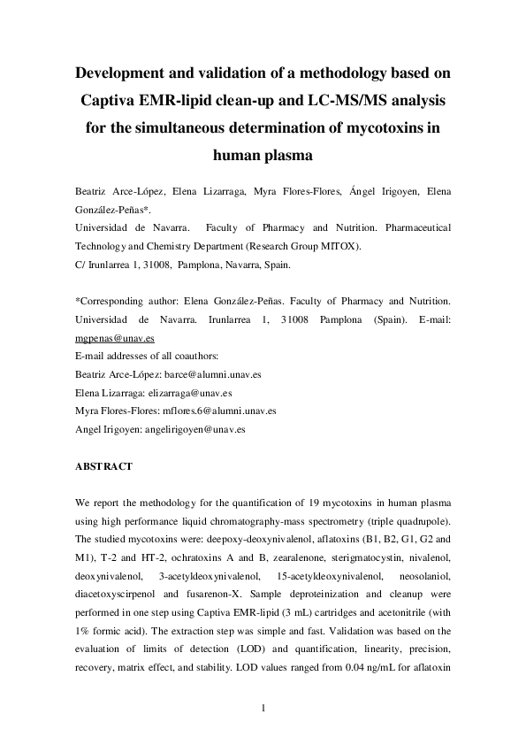(PDF) Development and validation of a methodology based on Captiva EMR-lipid clean-up and LC-MS ...