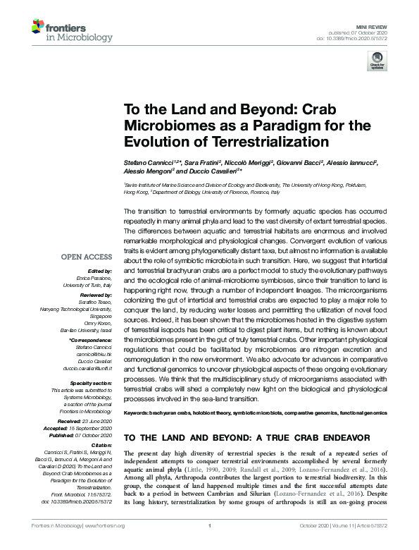 (PDF) To the Land and Beyond: Crab Microbiomes as a Paradigm for the ...