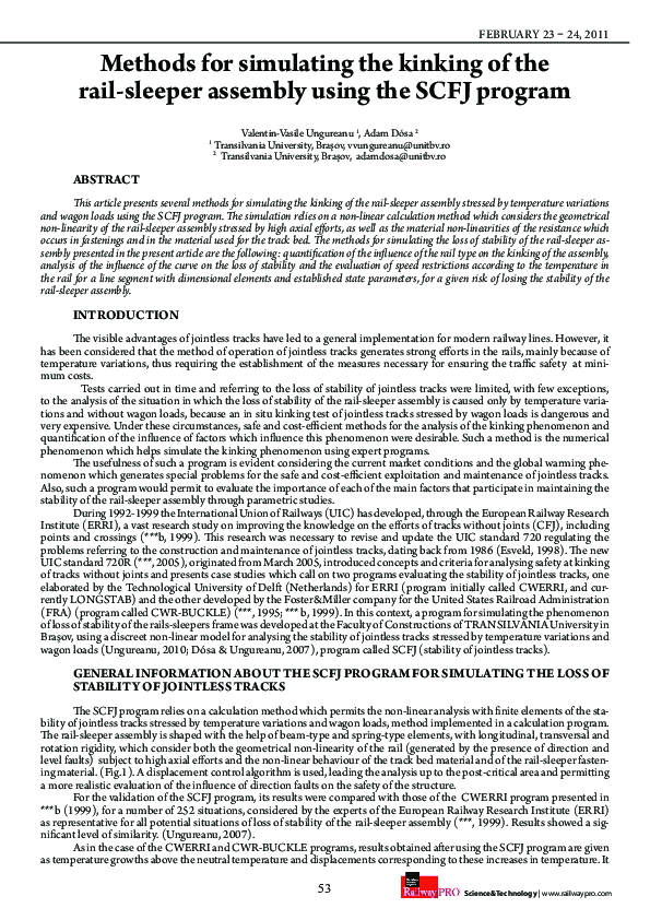 (PDF) Methods for simulating the kinking of the rail-sleeper assembly ...