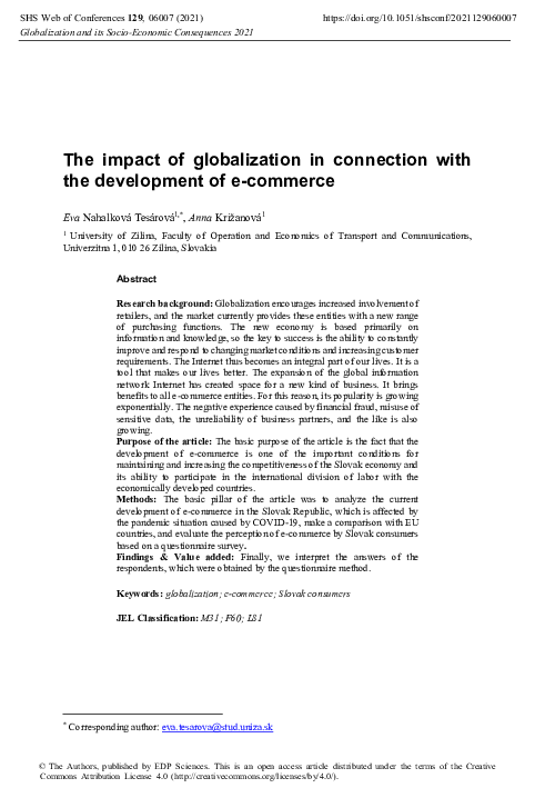 (PDF) The impact of globalization in connection with the development of ...