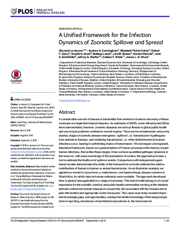 (PDF) A Unified Framework for the Infection Dynamics of Zoonotic ...