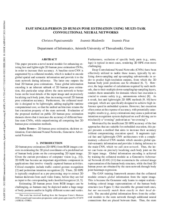 Pdf Fast Single Person 2d Human Pose Estimation Using Multi Task Convolutional Neural Networks