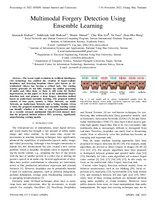 (PDF) Multimodal Forgery Detection Using Ensemble Learning (PDF) Multimodal Forgery Detection Using Ensemble Learning