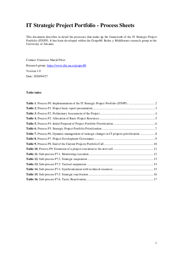 (PDF) IT Strategic Project Portfolio - Process Sheets