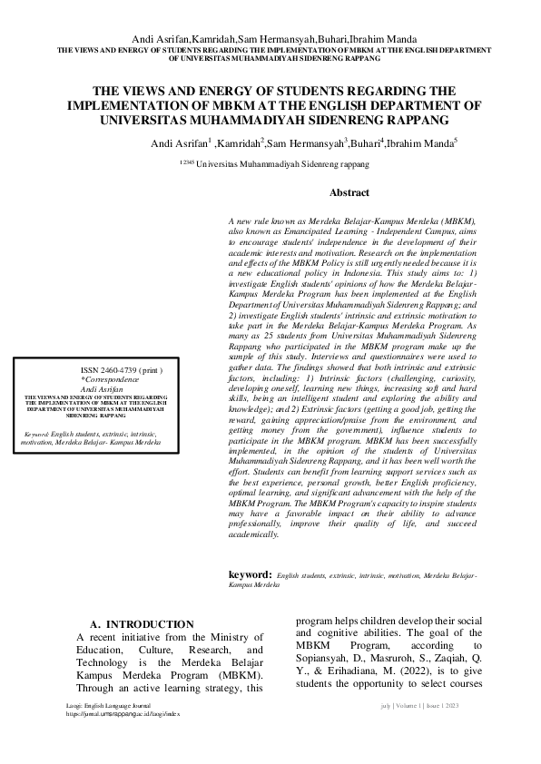 (PDF) THE VIEWS AND ENERGY OF STUDENTS REGARDING THE IMPLEMENTATION OF ...