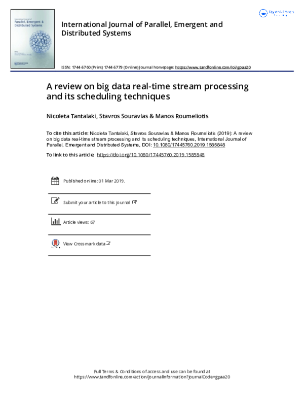 Pdf A Review On Big Data Real Time Stream Processing And Its Scheduling Techniques