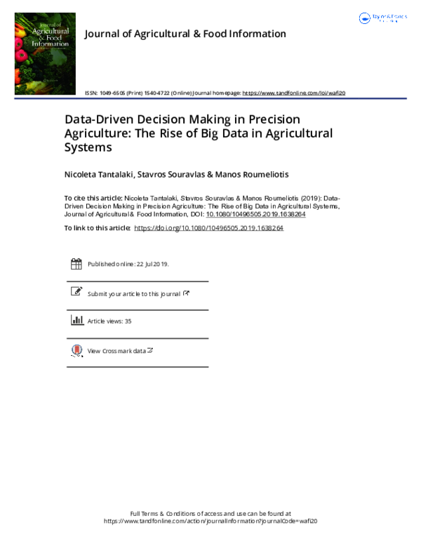 (PDF) Data-Driven Decision Making in Precision Agriculture: The Rise of Big Data in Agricultural ...