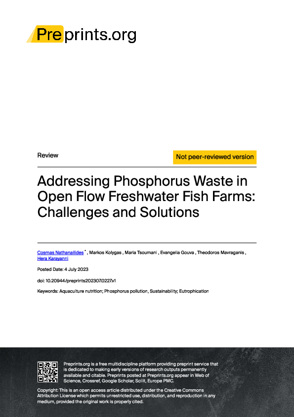 (PDF) Addressing Phosphorus Waste in Open Flow Freshwater Fish Farms ...