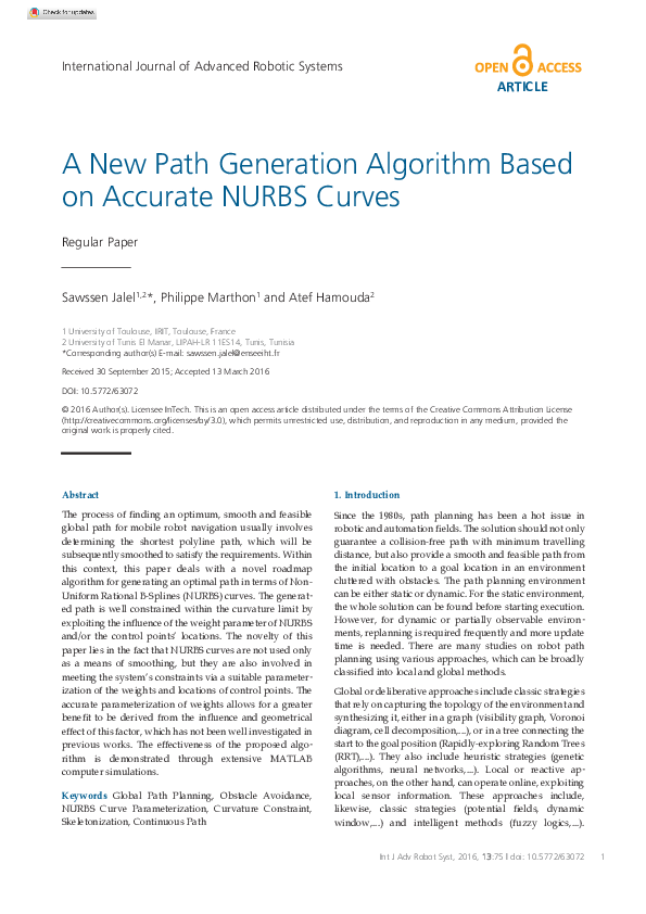 Pdf A New Path Generation Algorithm Based On Accurate Nurbs Curves 2999