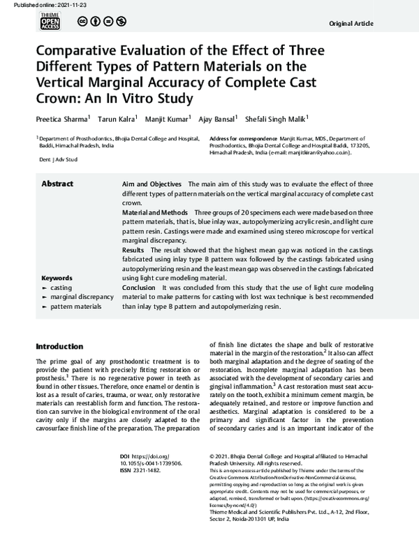 (PDF) Comparative Evaluation of the Effect of Three Different Types of ...