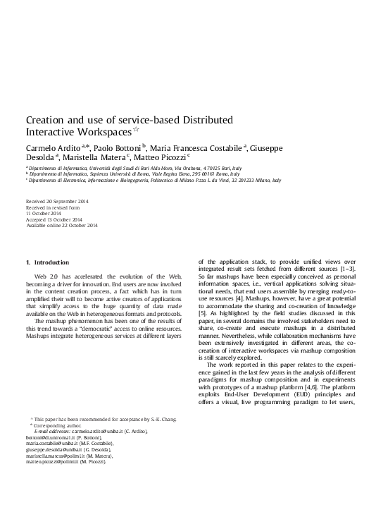 (PDF) Creation and use of service-based Distributed Interactive Workspaces