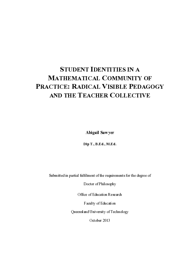 (PDF) Student identities in a mathematical community of practice ...