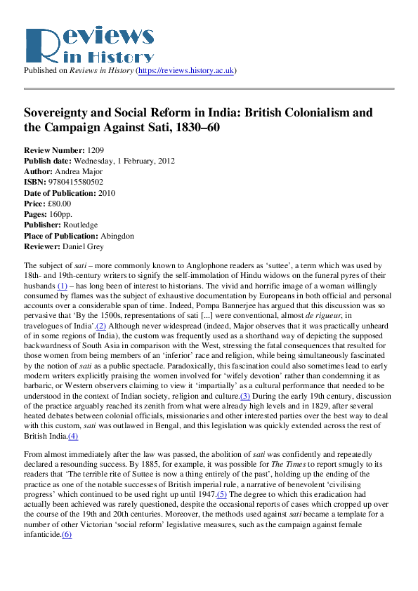 (PDF) Sovereignty and Social Reform in India