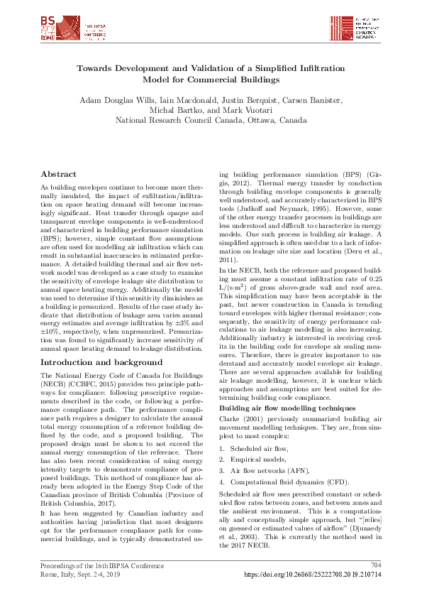 (PDF) Towards Development and Validation of a Simplified Infiltration Model for Commercial Buildings