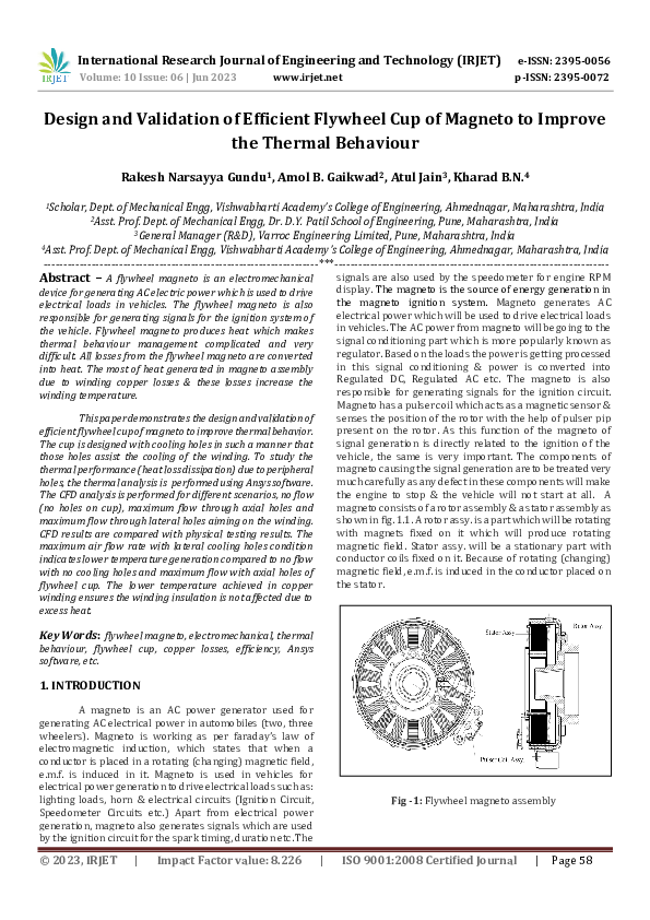 (PDF) Design and Validation of Efficient Flywheel Cup of Magneto to Improve the Thermal Behaviour