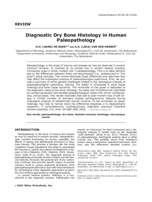 (PDF) Diagnostic dry bone histology in human paleopathology