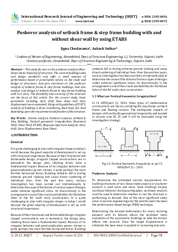 (PDF) Pushover analysis of setback frame & step frame building with and without shear wall by ...