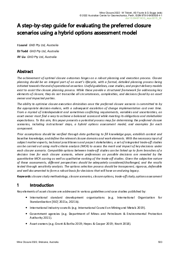 (PDF) A step-by-step guide for evaluating the preferred closure ...
