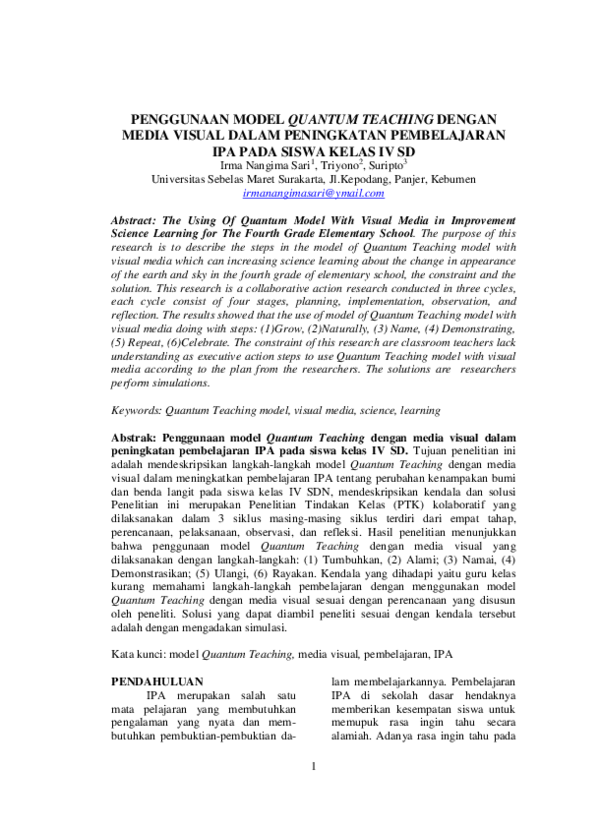 (PDF) Penggunaan Model Quantum Teaching Dengan Media Visual Dalam ...