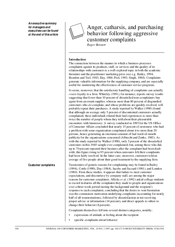 (PDF) Anger, catharsis, and purchasing behavior following aggressive ...