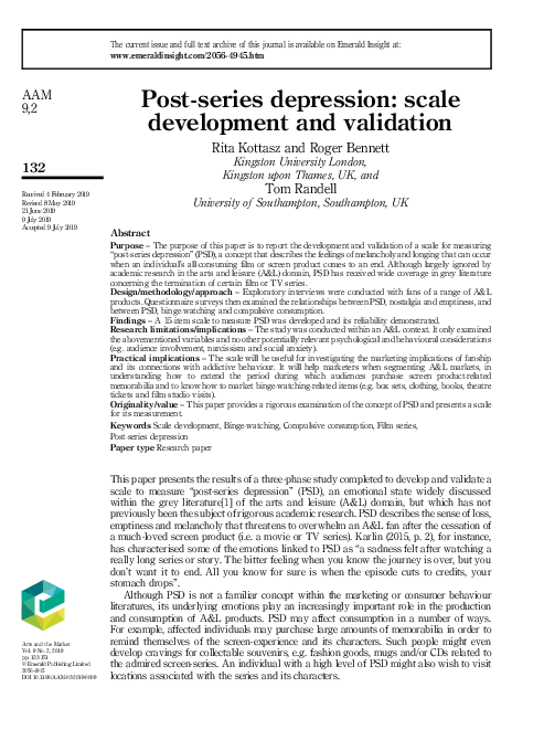 (PDF) Post-series depression: scale development and validation