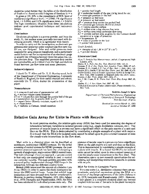 (PDF) Relative gain array for units in plants with recycle