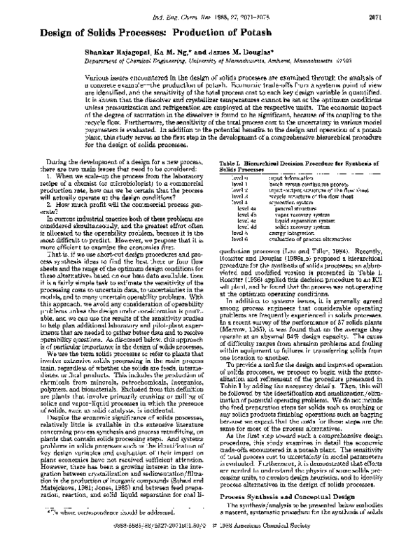 (PDF) Design of solids processes: production of potash