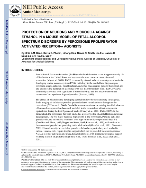 (PDF) Protection of neurons and microglia against ethanol in a mouse ...