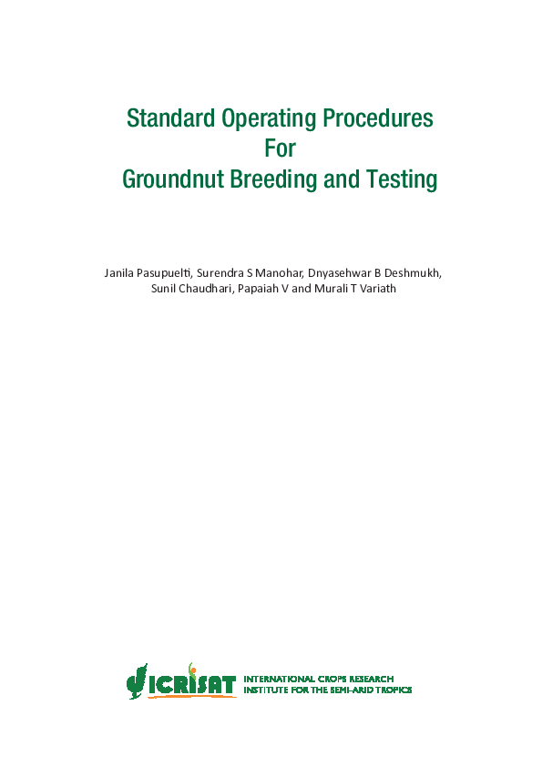 (PDF) Standard Operating Procedures For Groundnut Breeding and Testing ...