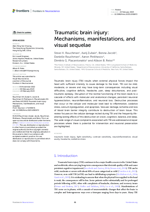 (PDF) Traumatic brain injury: Mechanisms, manifestations, and visual ...