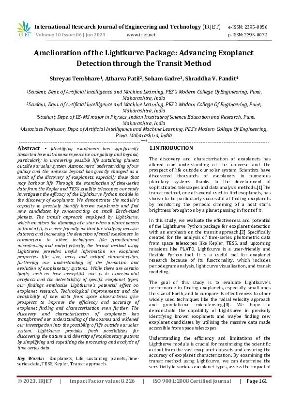 (PDF) Amelioration of the Lightkurve Package: Advancing Exoplanet ...