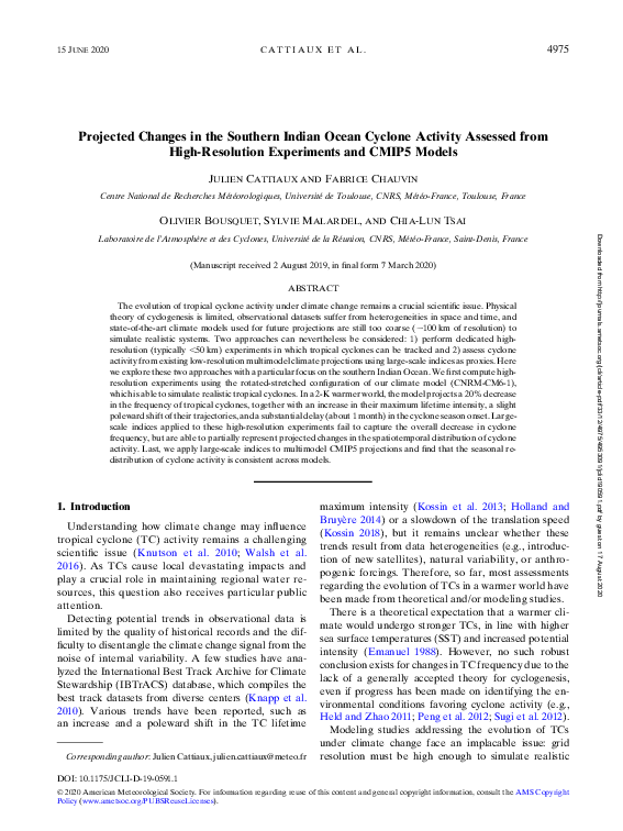 (PDF) Projected Changes in the Southern Indian Ocean Cyclone Activity ...