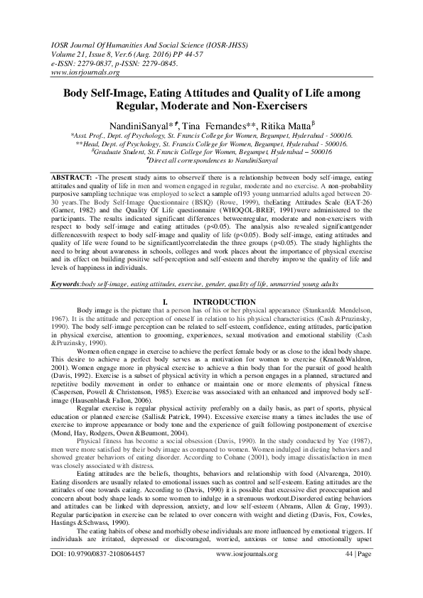 (PDF) Body Self-Image, Eating Attitudes and Quality of Life among ...