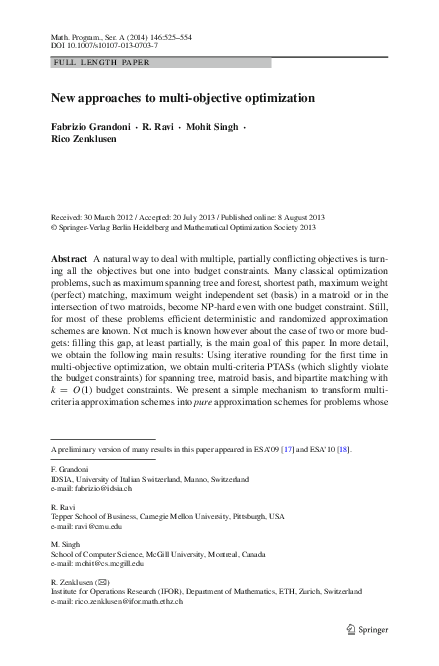 (PDF) New approaches to multi-objective optimization