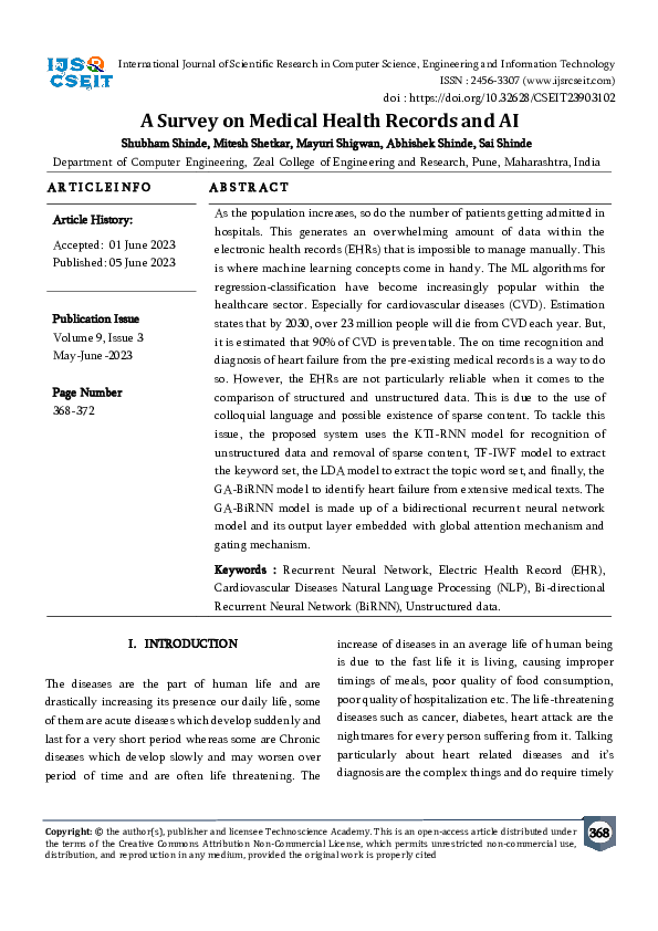 (PDF) A Survey on Medical Health Records and AI