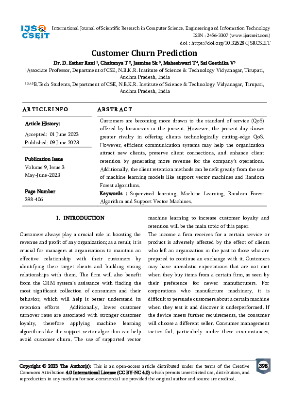 (PDF) Customer Churn Prediction