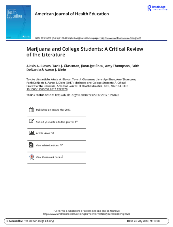 (PDF) Marijuana and College Students: A Critical Review of the Literature