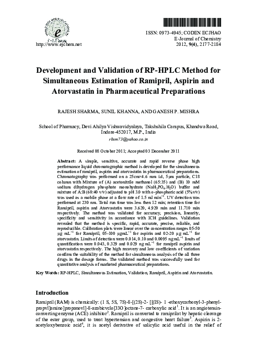 Pdf Development And Validation Of Rp Hplc Method For The Simultaneous Estimation Of Eprosartan