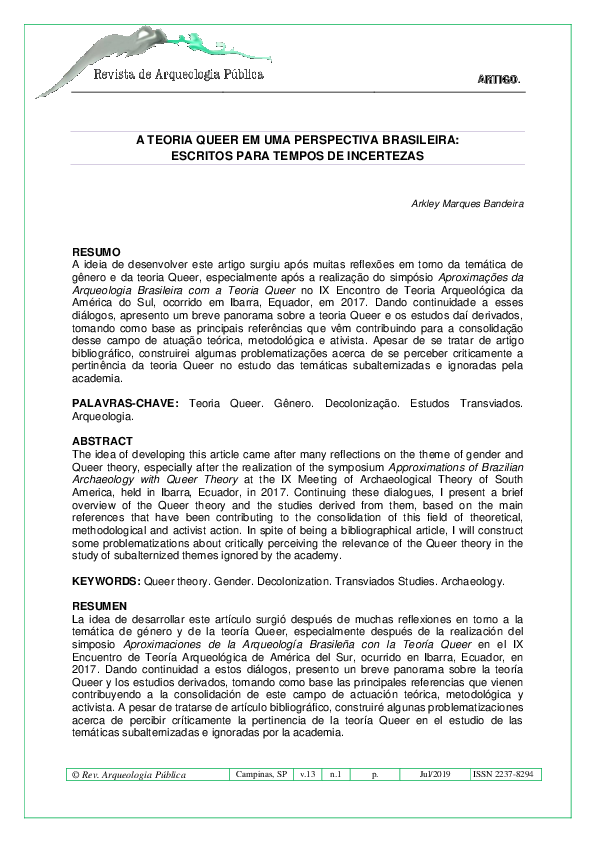 (PDF) A teoria Queer em uma perspectiva brasileira